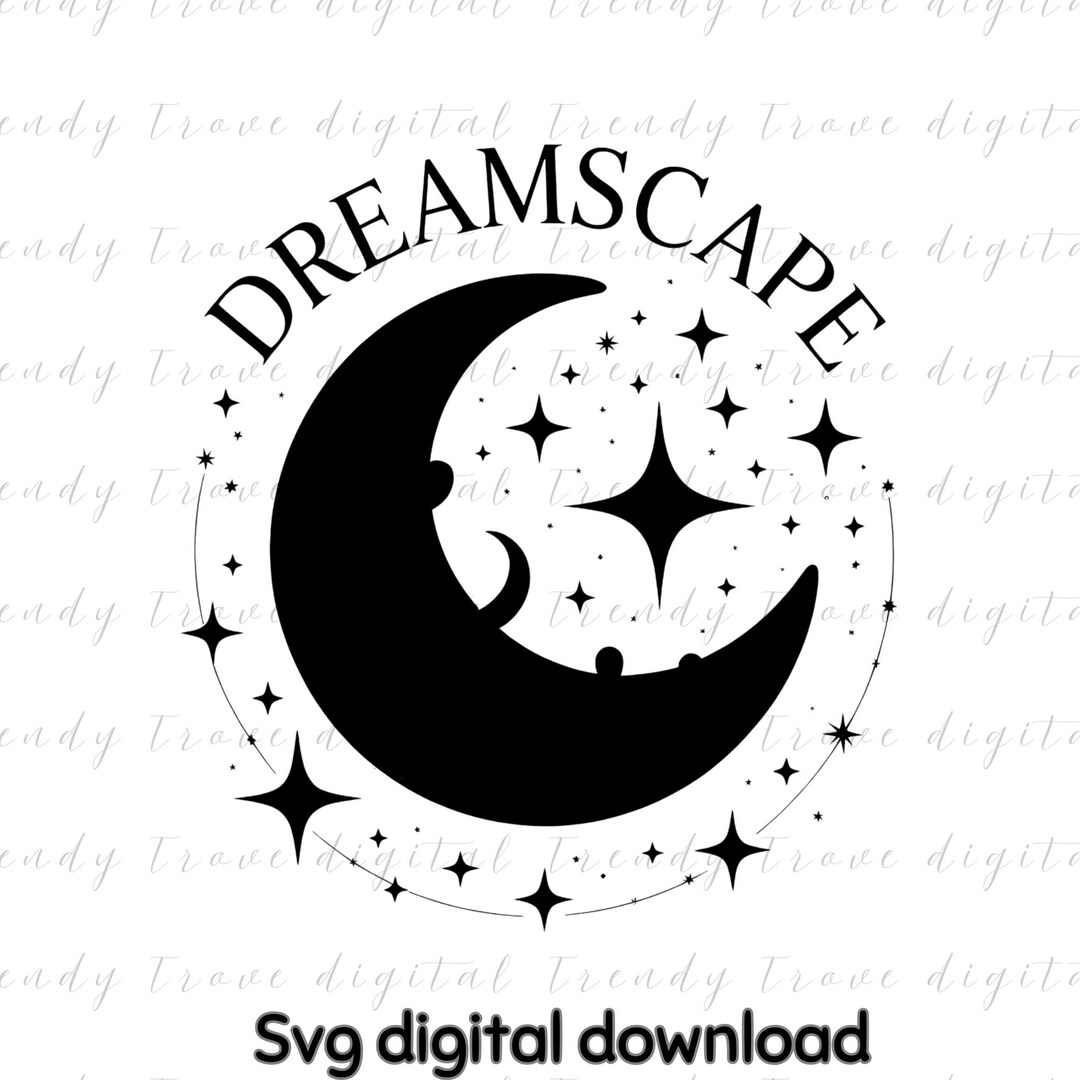 Dreamscape Moon and Stars SVG Celestial Cut File - Etsy