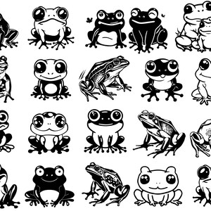 21 Cartoon Style Kawaii Frogs Png,dxf,jpg,eps,dxf Files Cute Frog ...