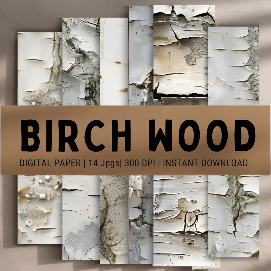 Birch Wood Digital Paper: Rustic Woodgrain Textures for Sublimation ...