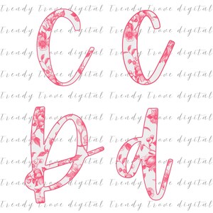 Pink Chinoiserie Alphabet, Floral Letters PNG, Pink Willow Font ...