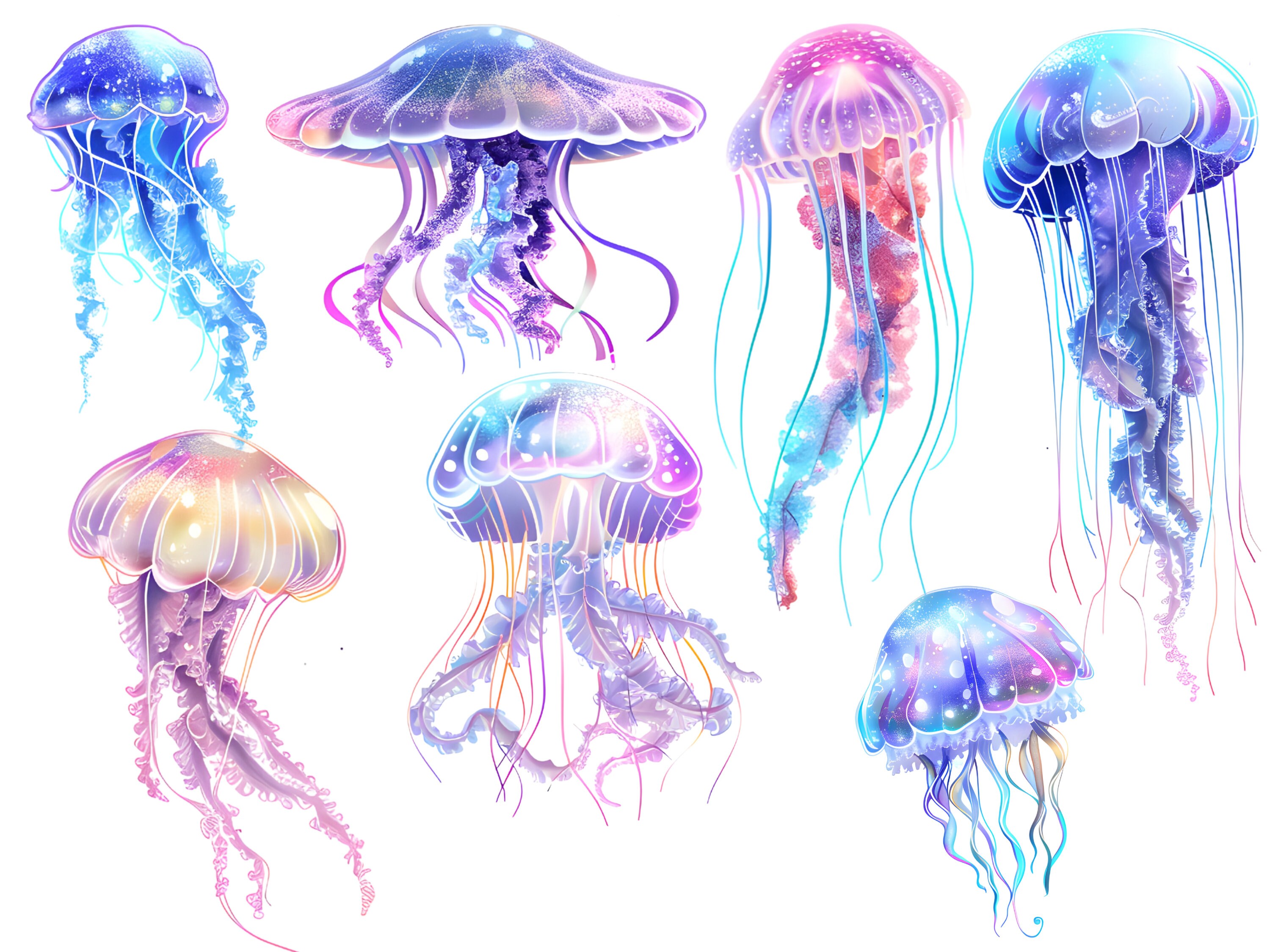 Watercolor Jellyfish Clipart, Cute Nautical Ocean Animals PNG Clip Art ...