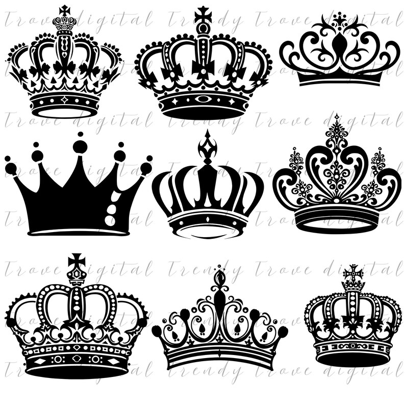 Crown SVG Bundle: King, Queen, Tiara - Cricut & Silhouette Cut Files - Etsy