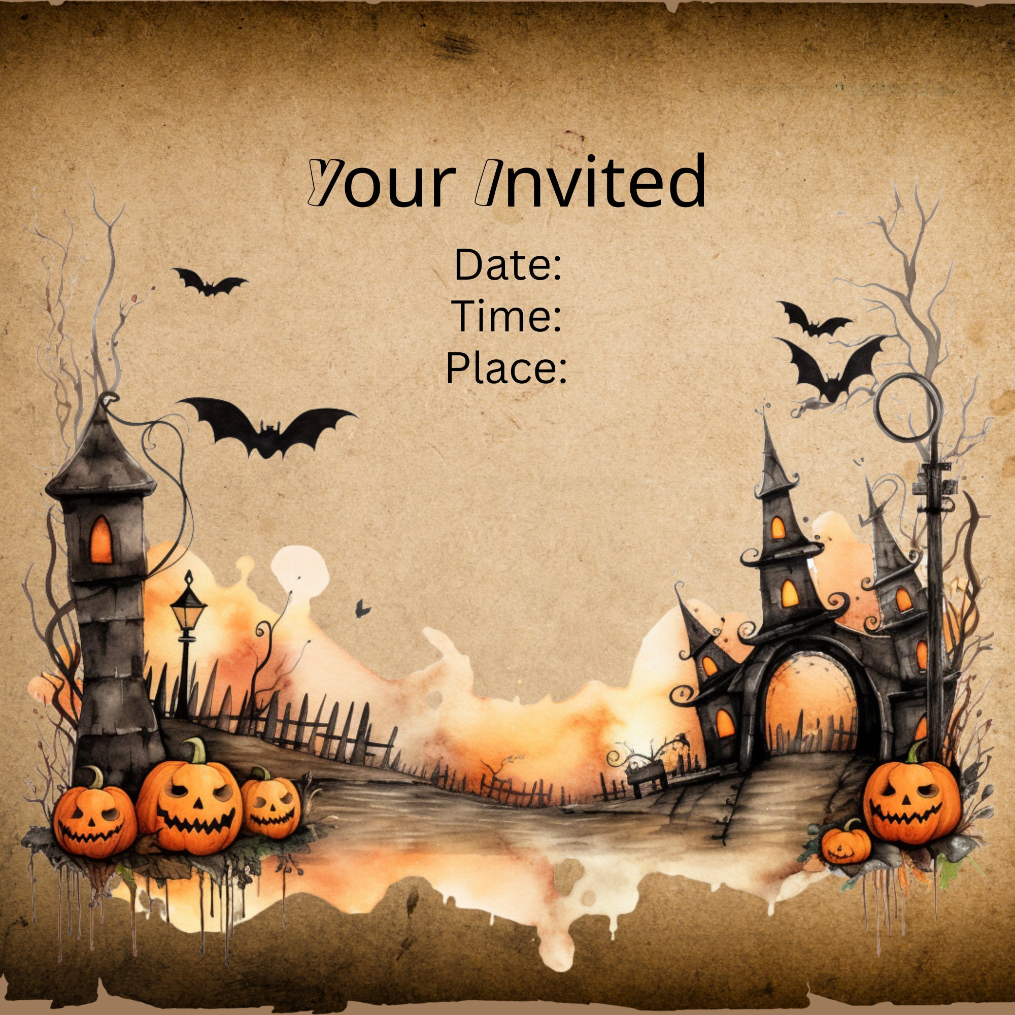 Watercolor Halloween Borders Clipart Set Spooky Decor - Etsy