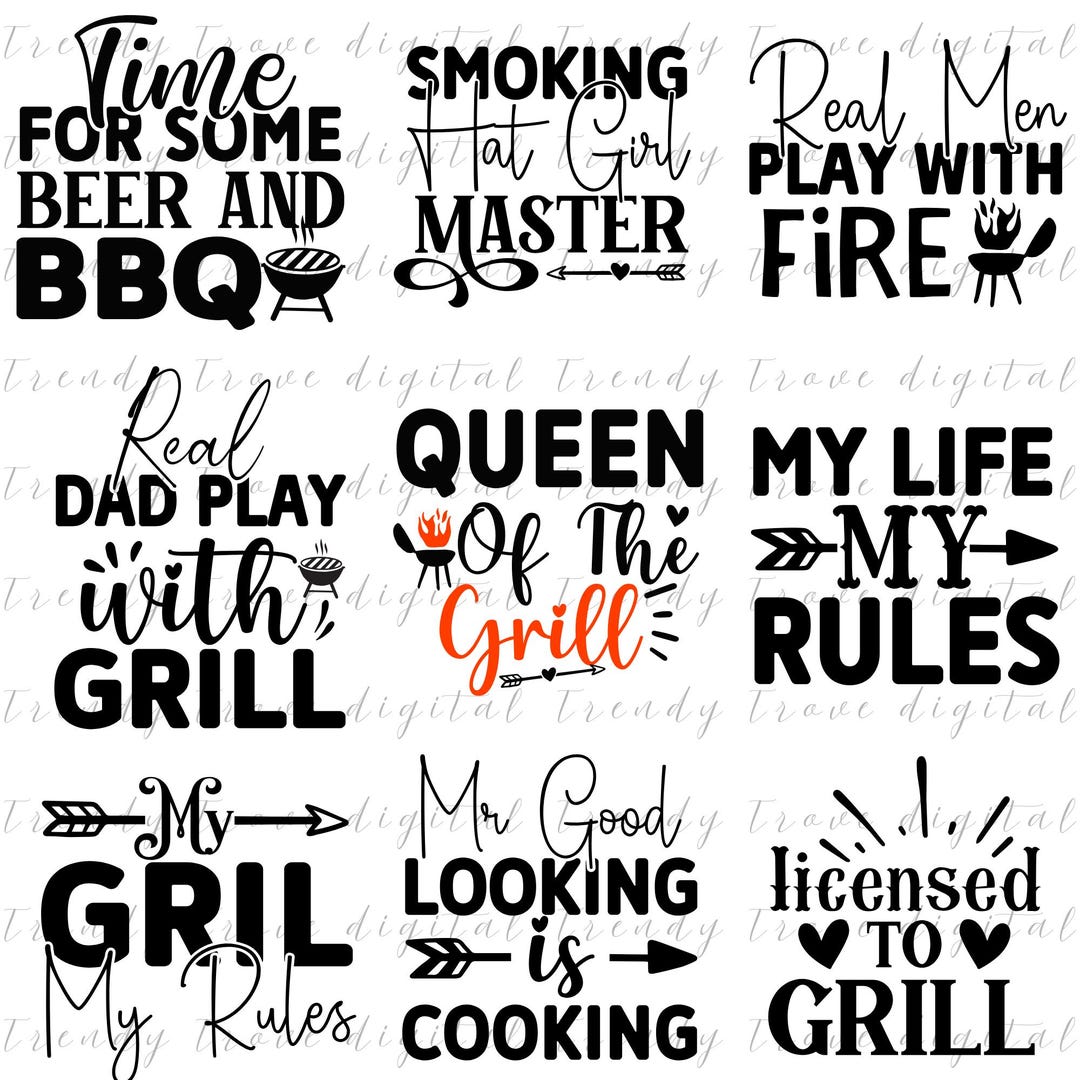 19 BBQ Grilling SVG Bundle, Funny Grill Quotes, Barbecue Cut Files ...