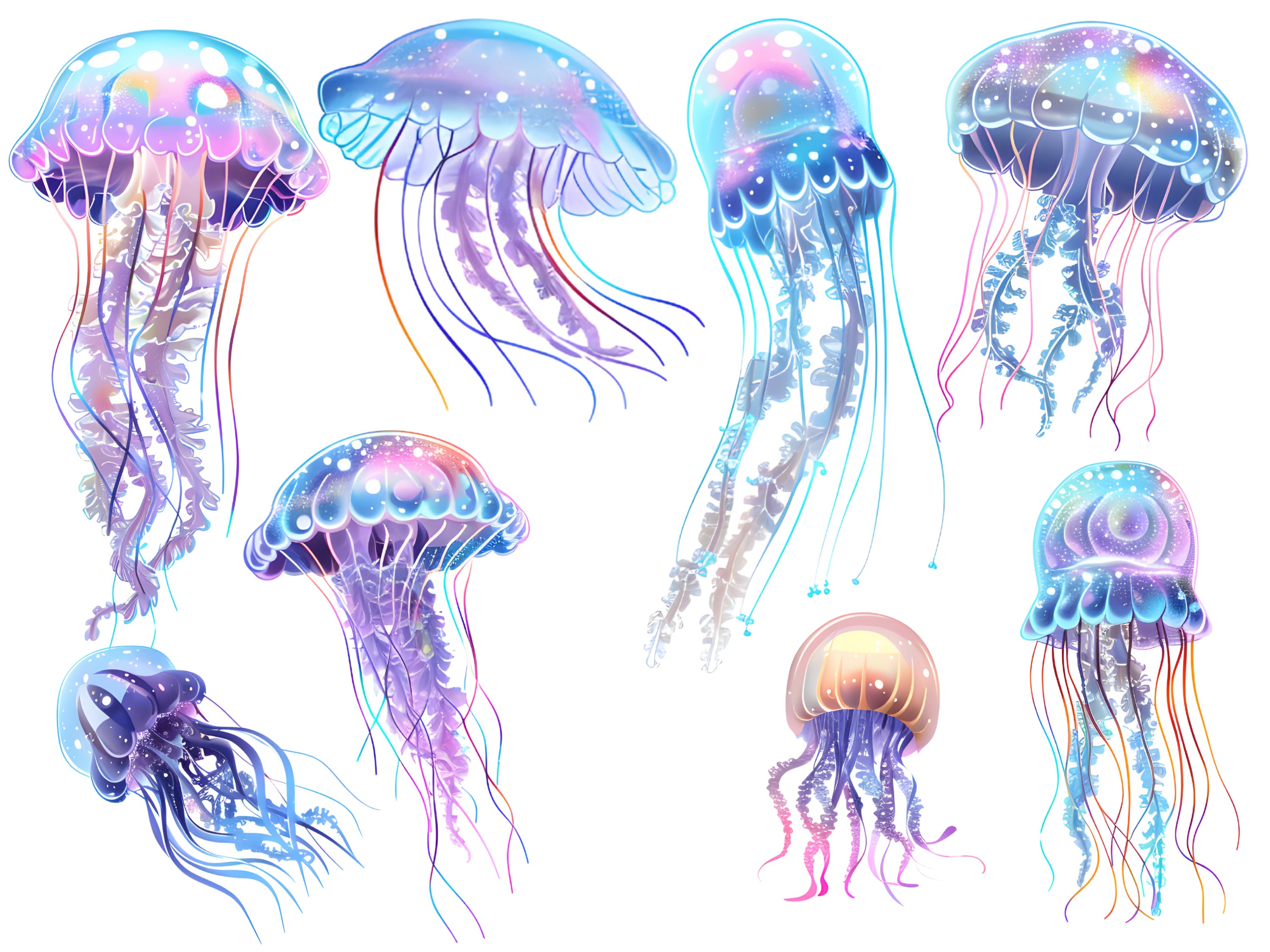 Watercolor Jellyfish Clipart, Cute Nautical Ocean Animals PNG Clip Art ...