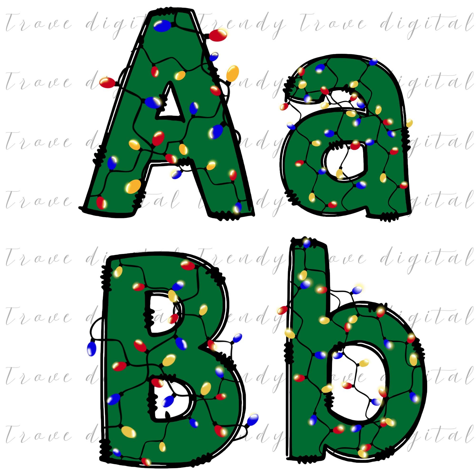 Christmas Lights Alphabet PNG Bundle: Festive Font, Cricut Cut Files - Etsy