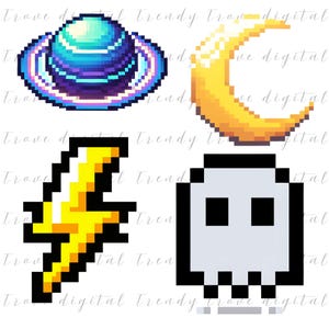 Celestial Pixel Art Pngs, Retro 8-bit Star Clipart, Space Aesthetic ...