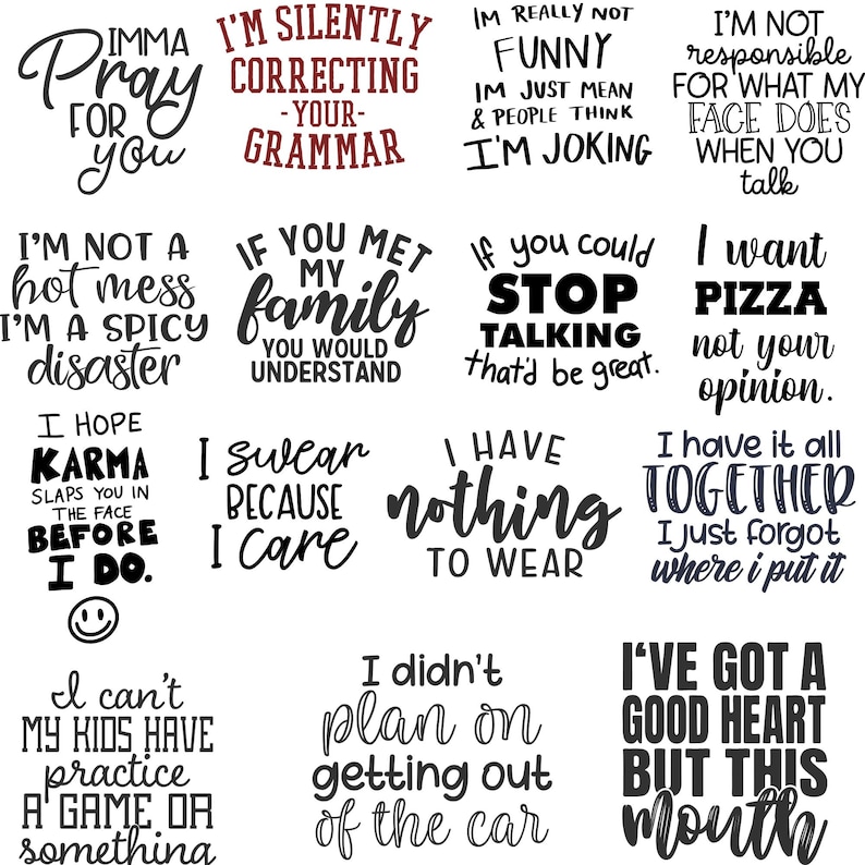 Sarcastic Quotes SVG Bundle: Funny Sayings Cut Files (54 Files) - Etsy