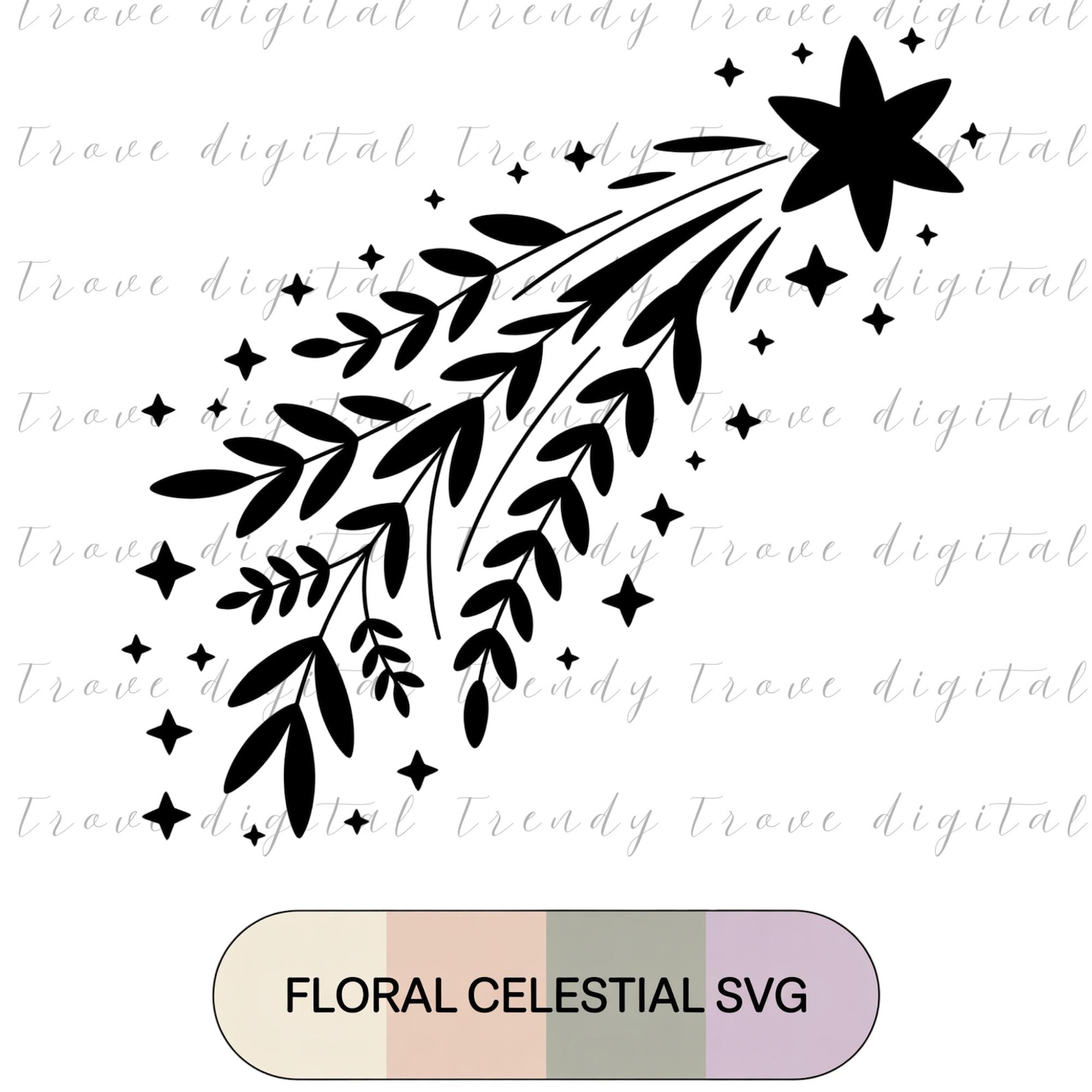 Celestial Shooting Star SVG – Botanical Starburst Cut File - Etsy