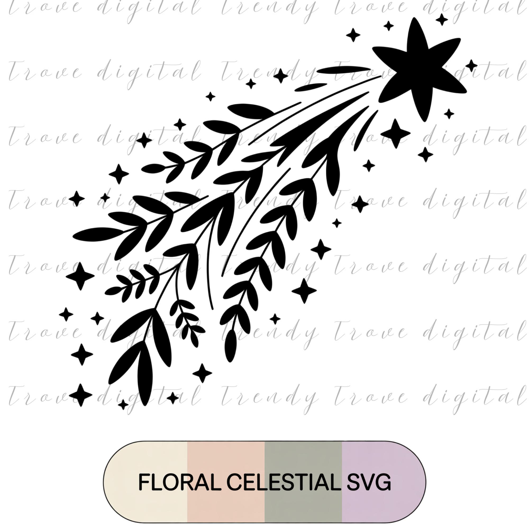 Celestial Shooting Star SVG – Botanical Starburst Cut File - Etsy