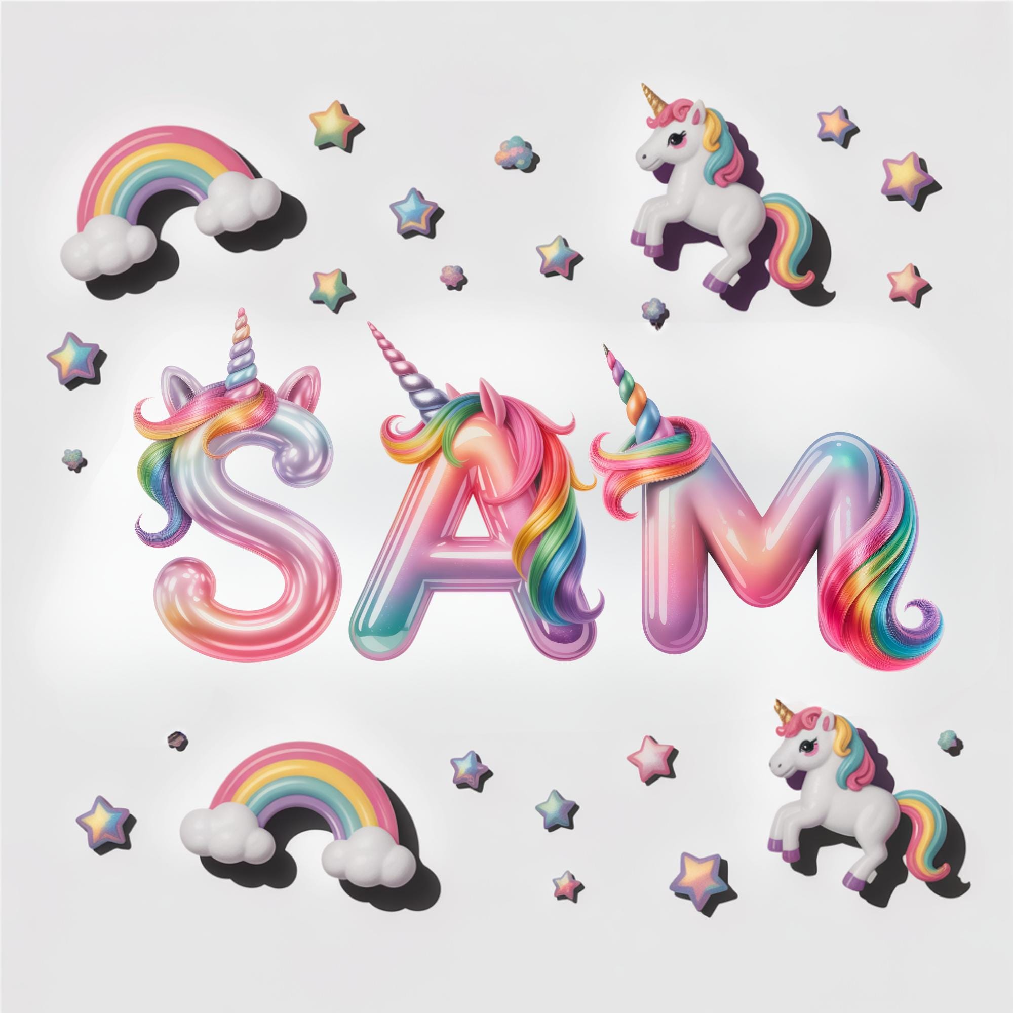 Unicorn Alphabet PNG Bundle: Pastel Rainbow Letters Clipart (digital ...