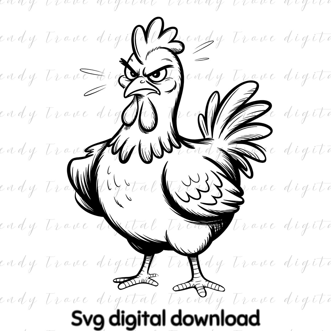 Angry Chicken SVG File: Funny Farm Animal Cut File for Cricut and ...