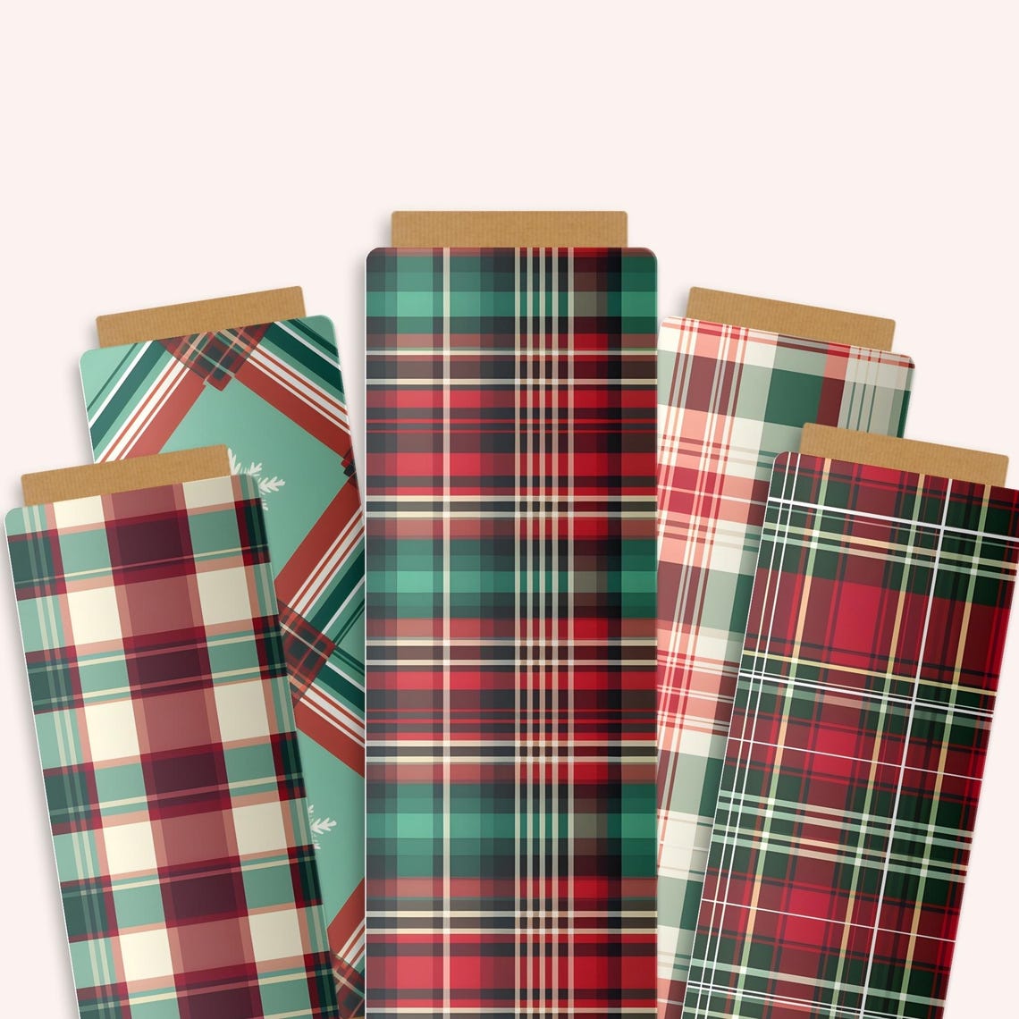 Christmas Plaid Digital Paper: Red Green Tartan Patterns (JPG ...