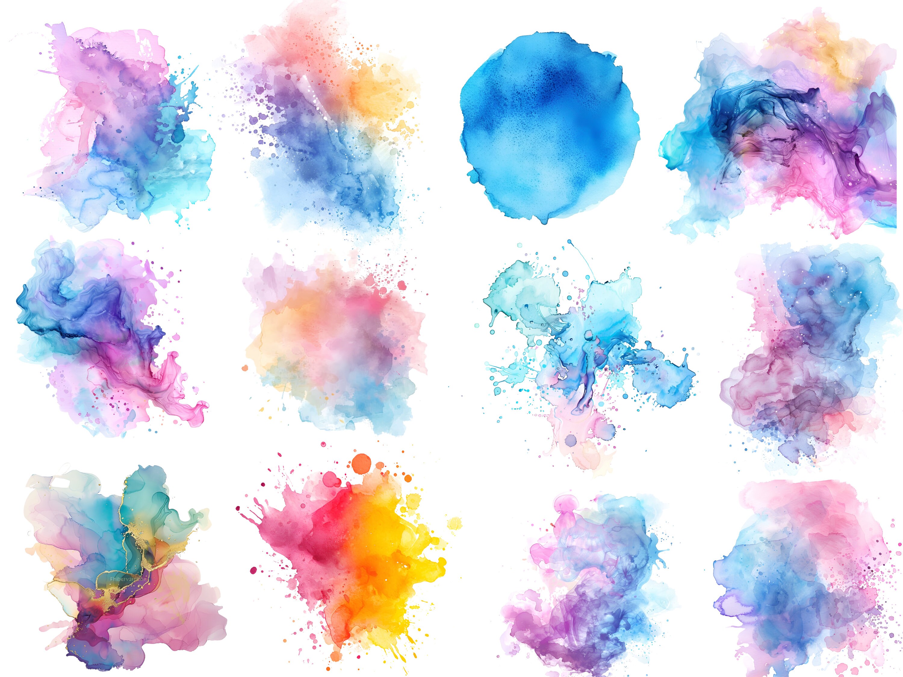 41 Pastel Watercolor Alcohol Ink Splash Clipart, Paint Splatter PNG ...