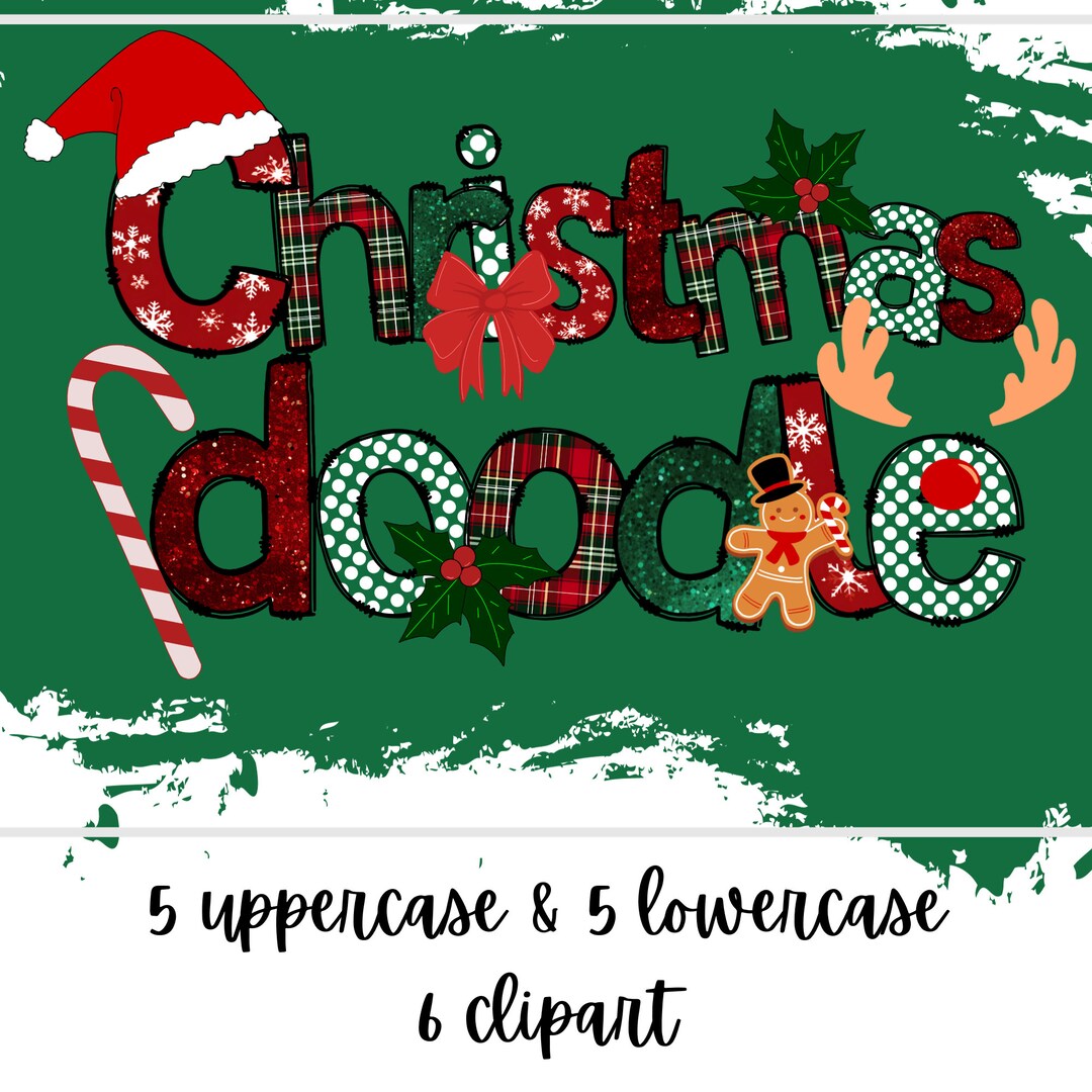 Christmas Clip Art Doodle Letters, 5 Uppercase & 5 Lowercase Alphabet ...