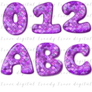 Mermaid Alphabet PNG, Glitter Mermaid Letters, Purple Scales Font ...