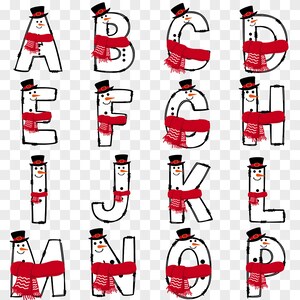 Snowman Alphabet Doodles, Uppercase and Lowercase, Fonts, Numbers, PNG ...