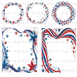 4th of July Borders, Frames, Patriotic Clipart, Stars & Stripes PNG ...