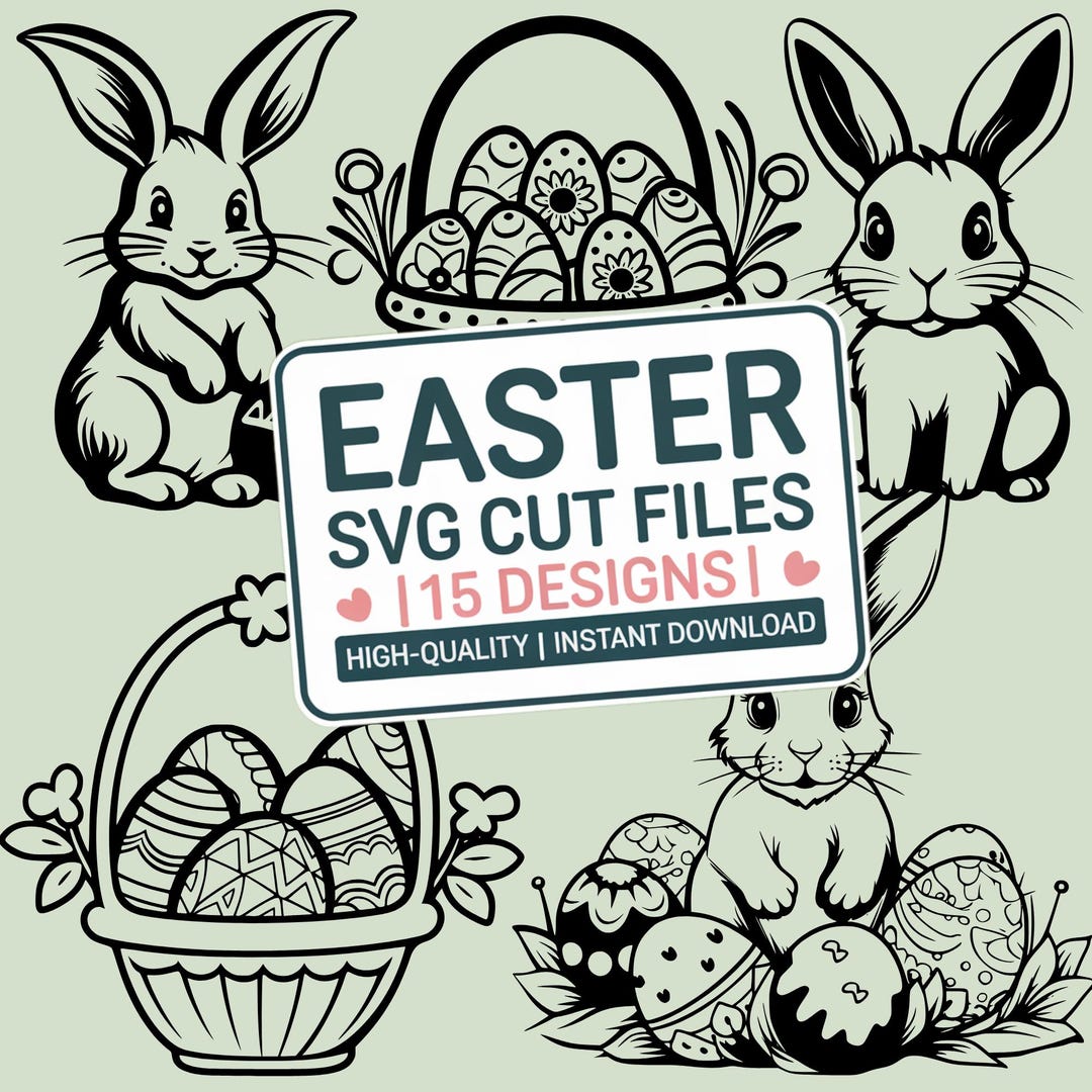 Easter Bunny SVG, Rabbit Cut File, Easter Egg Basket, Cricut Easter ...