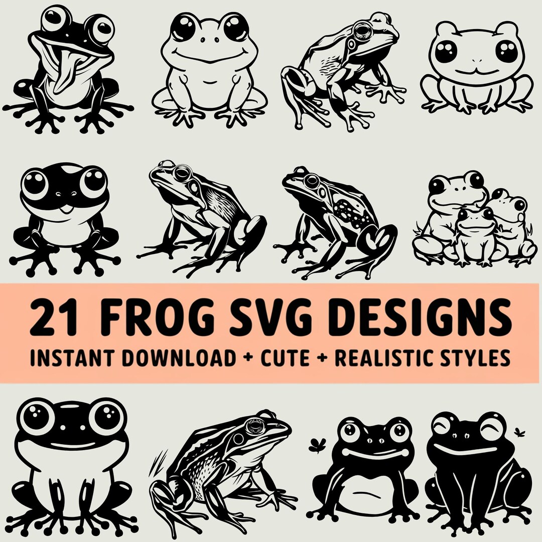Frog SVG Bundle, 21 Cute and Realistic Frog Clipart Designs ...
