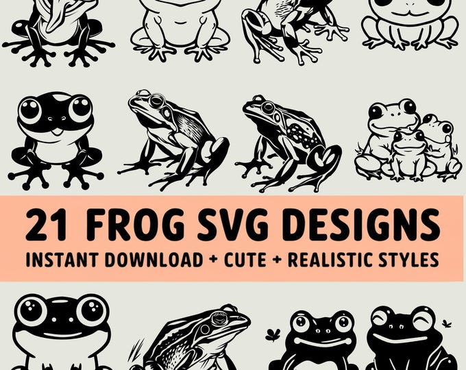 48 Cute Frog and Toads SVG Bundle - Cute Kawaii or Chibi Frog and Toad ...
