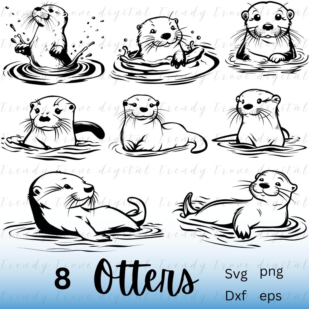 Swimming Otter Clipart, Cute Otter Png, Otter SVG Bundle, Wildlife Cut ...