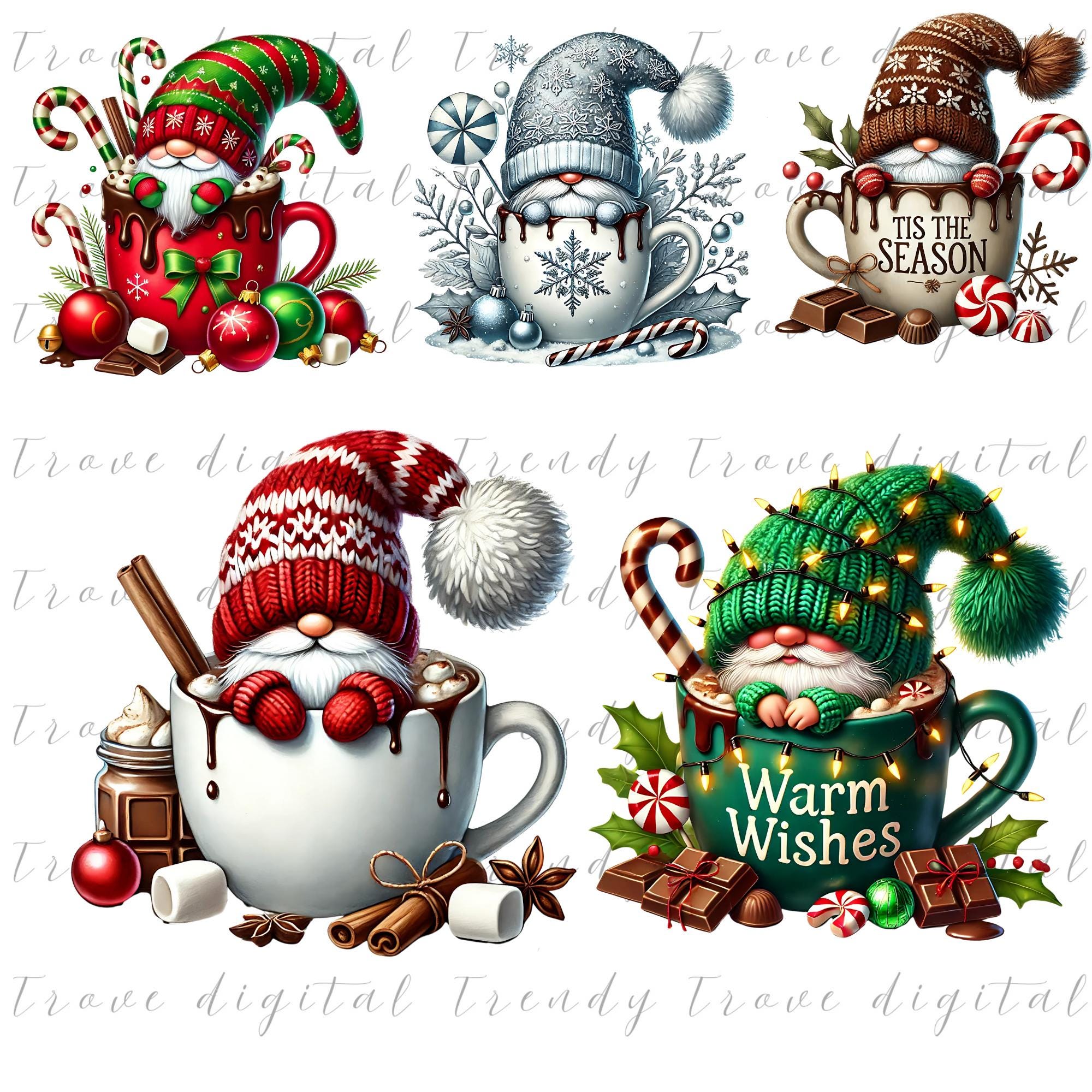 Christmas Gnome PNG: Hot Cocoa Mug Clipart - Holiday Sublimation ...