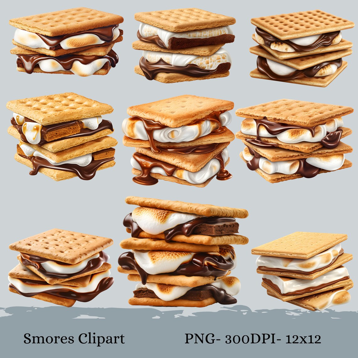 Delicious S'mores Clipart Set, 10 Unique PNG Images, High Resolution ...