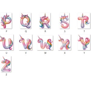 Unicorn Alphabet PNG Bundle: Pastel Rainbow Letters Clipart (digital ...