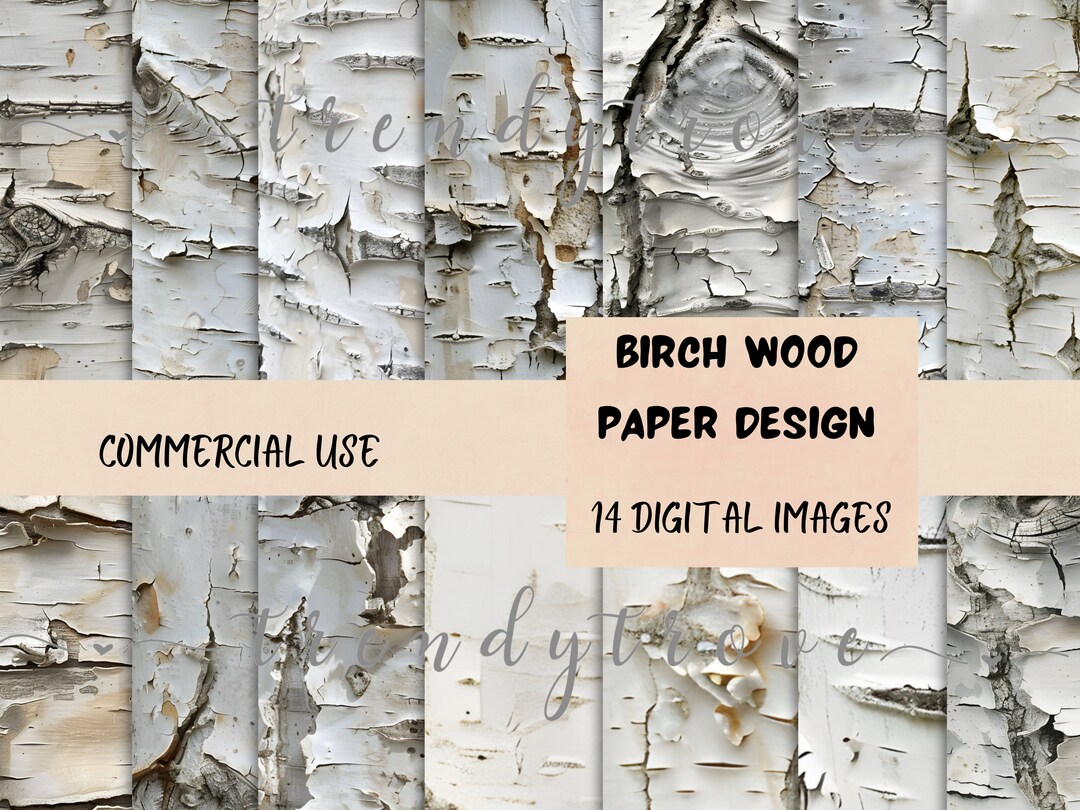 White Birch Bark Digital Paper, Birch Tree Backgrounds, White Wood ...