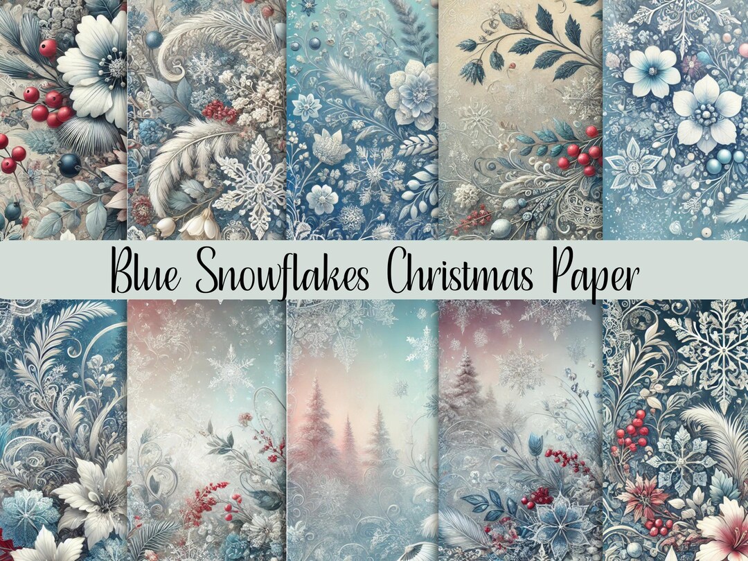 Cozy Winter Digital Paper Blue Christmas Patterns Printable Scrapbook ...