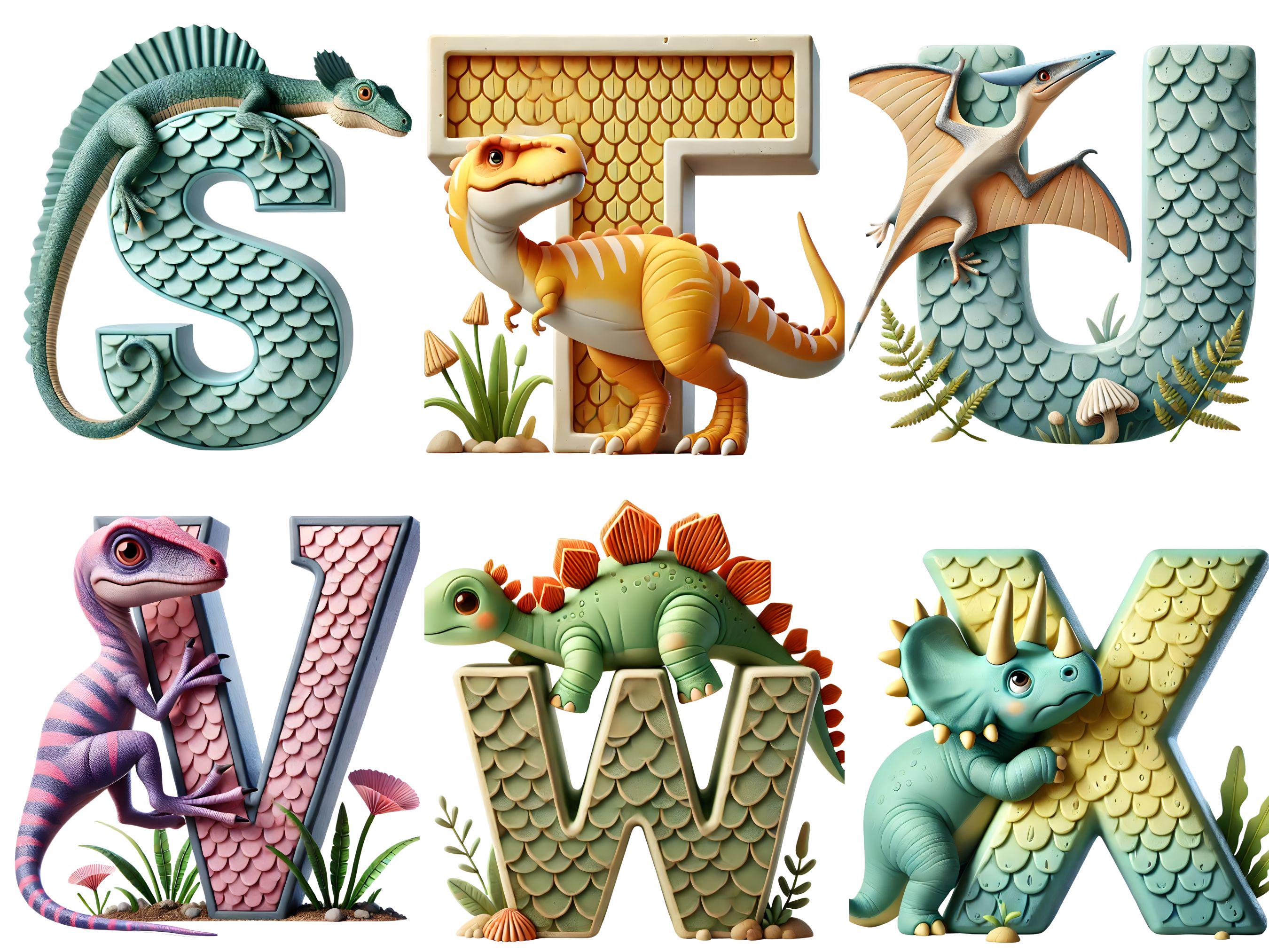 Dinosaur Alphabet Clipart: Dino Letter PNG Bundle (instant Download) - Etsy