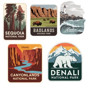 Vintage National Park Stickers PNG: Retro Travel Decals (digital ...