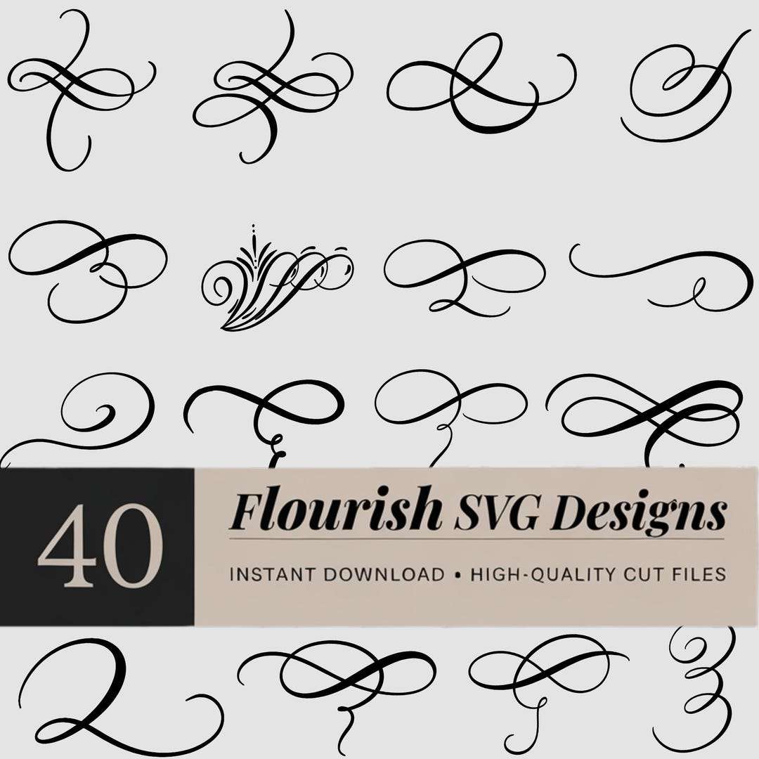 Flourish SVG Bundle: 40 Elegant Swirl Designs (digital Download) - Etsy