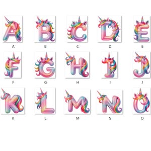 Unicorn Alphabet PNG Bundle: Pastel Rainbow Letters Clipart (digital ...