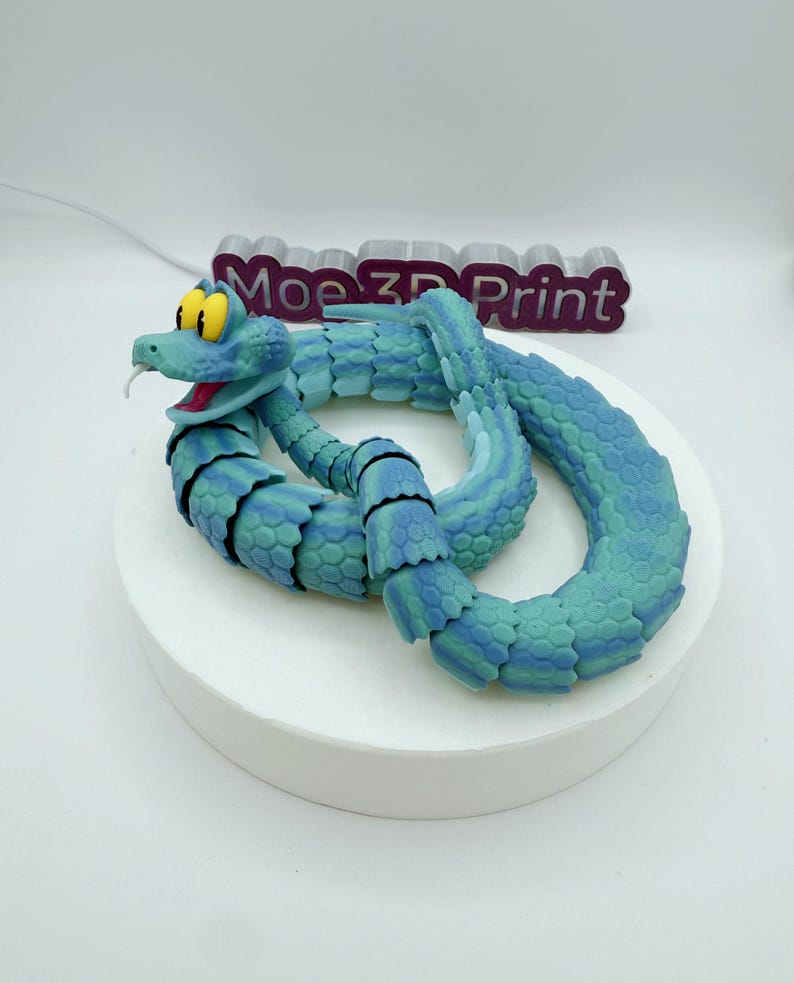3D Printed Zootopia Gary Snake, Articulated Blue Snake Toy – Flexible ...
