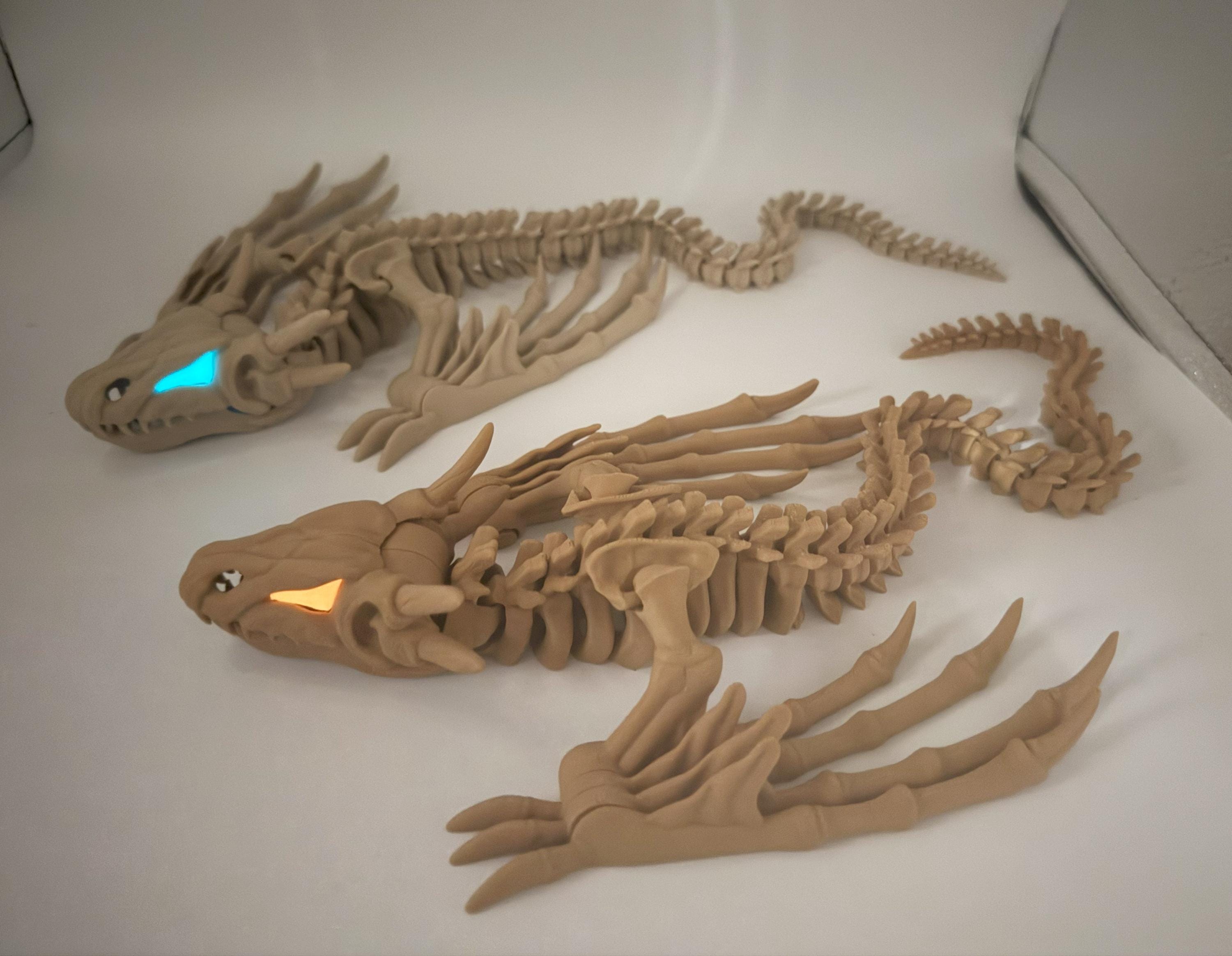 3D Printed Biting Dragon Skeleton Articulated Desktop Toy Moehearts ...