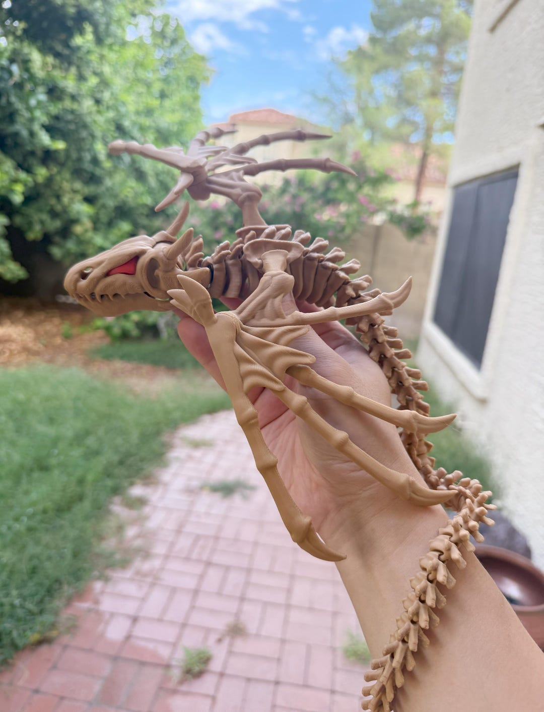 3D Printed Biting Dragon Skeleton Articulated Desktop Toy Moehearts ...