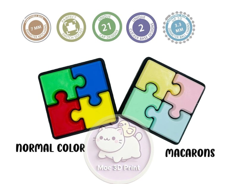 Puzzle Piece Key Cap Clicker 3D Printed Stim Fidget Clicky Key Switch ...