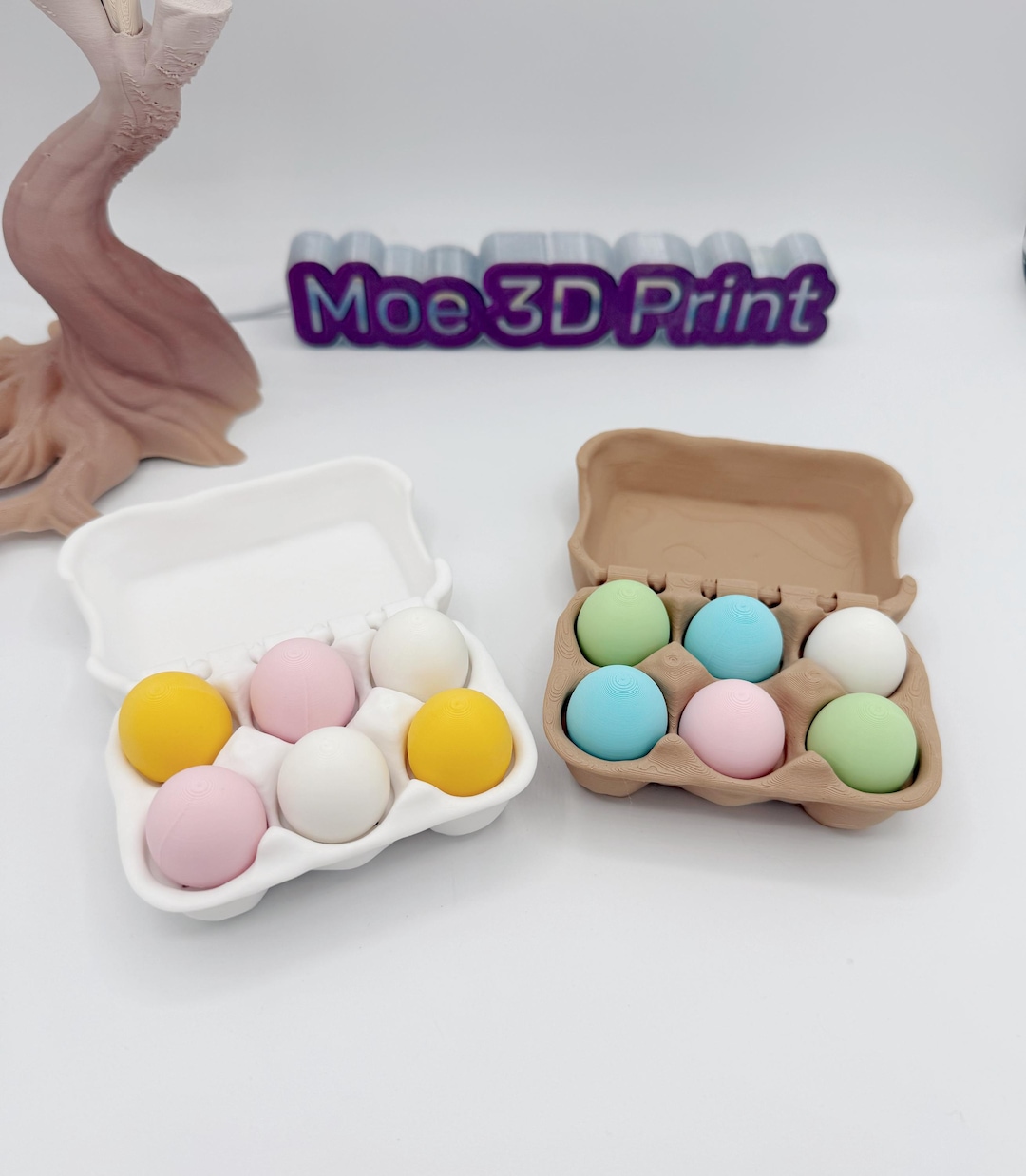 Moehearts Egg Carton + Eggs Clicker 3D Printed Eggs Clicker Fidget ...