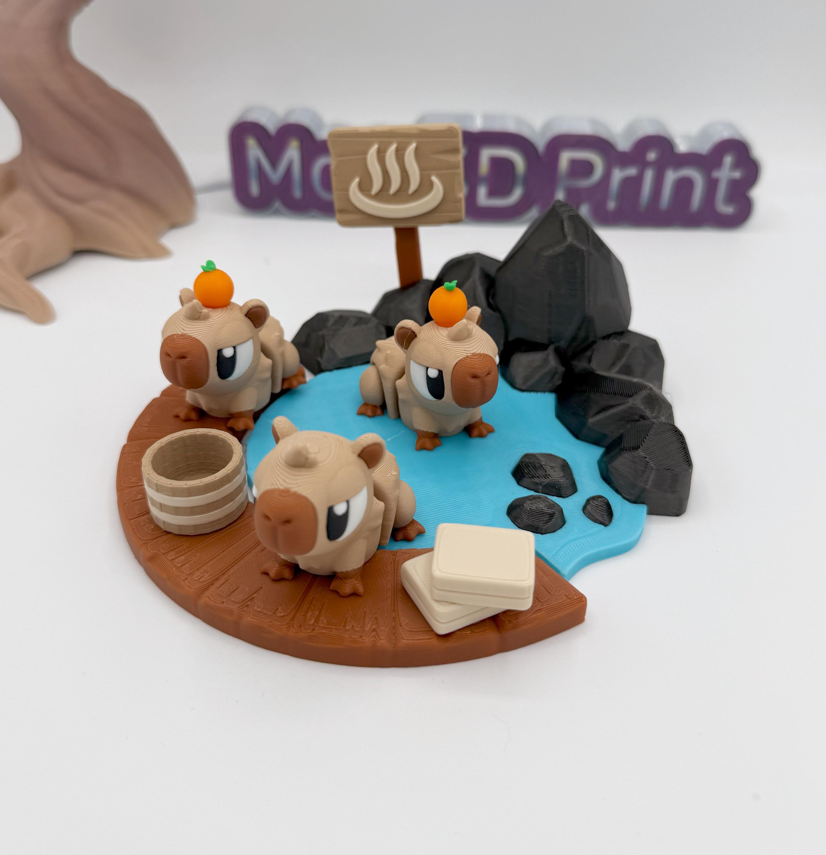 Otter Capybara Onsen Fidget Set – 3D Printed Flexi Hot Spring Scene ...