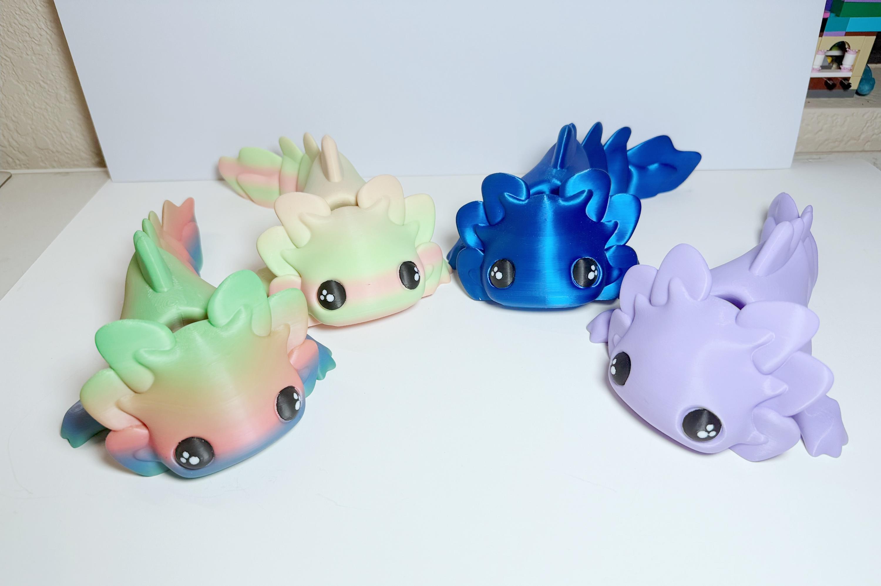 3D Printed Cute Axolotl Fidget Toy Flexible Articulating Sensory Pet ...