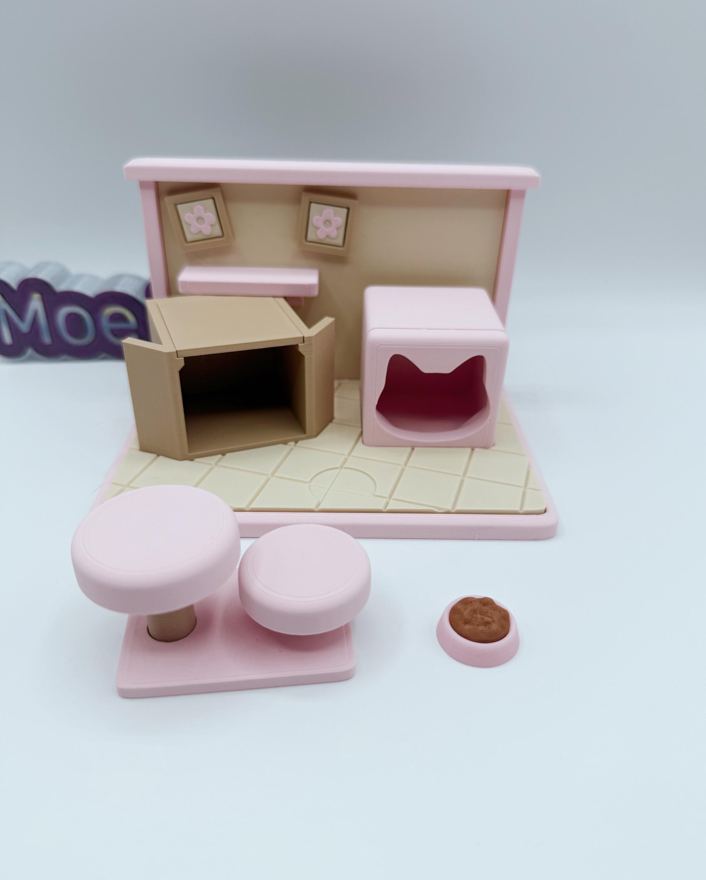 3D Printed Articulated Kitty Cat Playset & Movable Props | Desk Decor ...