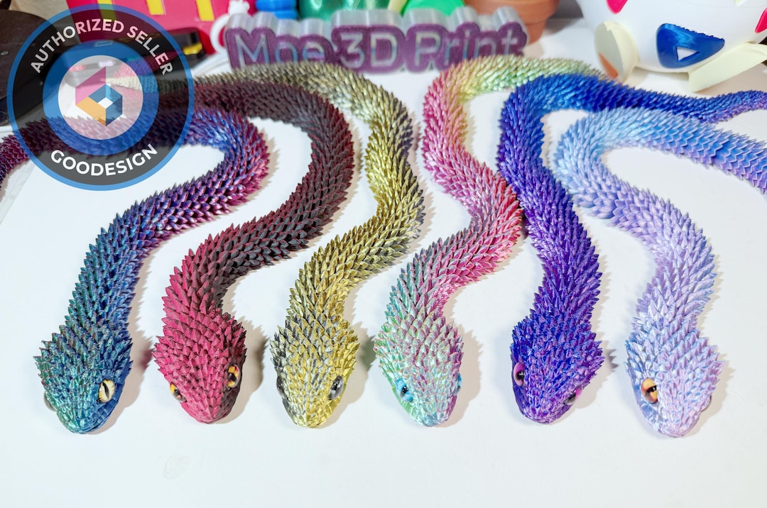 3D Printed Articulated Baby Bush Viper Snake Toy | Bush Viper Toy ...