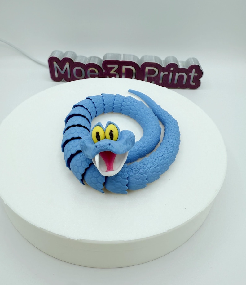 3D Printed Zootopia Gary Snake, Articulated Blue Snake Toy – Flexible ...