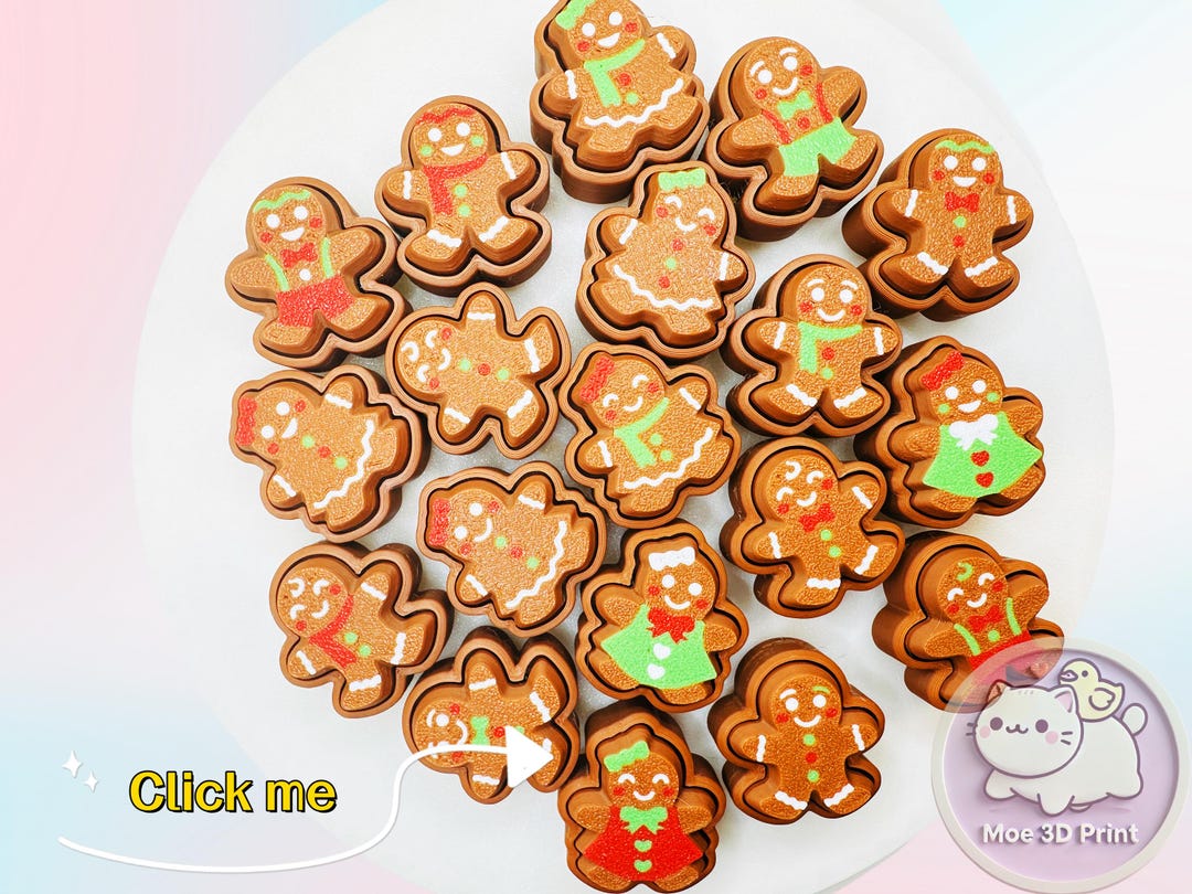 3D Printed Mini Ginger Snap Gingerbread Fidget Clickers | Fun Stress ...