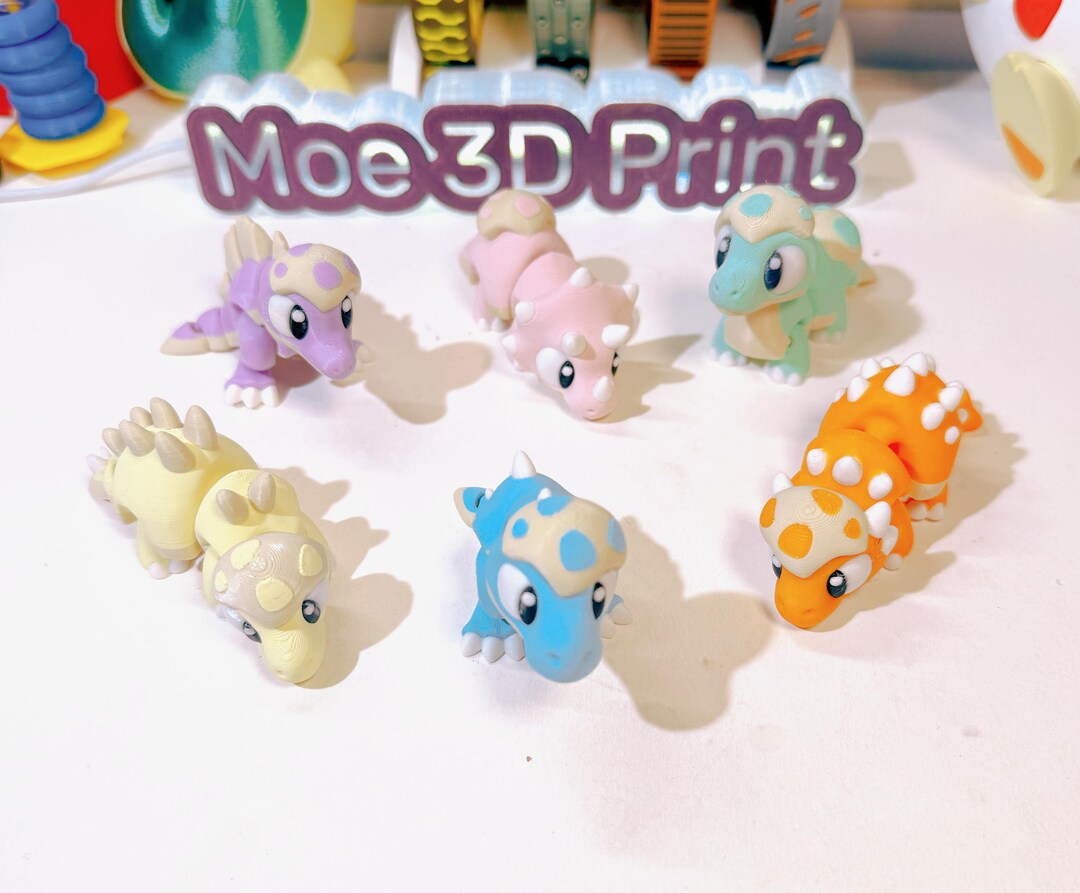 3D Printed Dinosaurs Tribe - Cute Dinosaurs Tribe Fidget Toy | Flexible ...