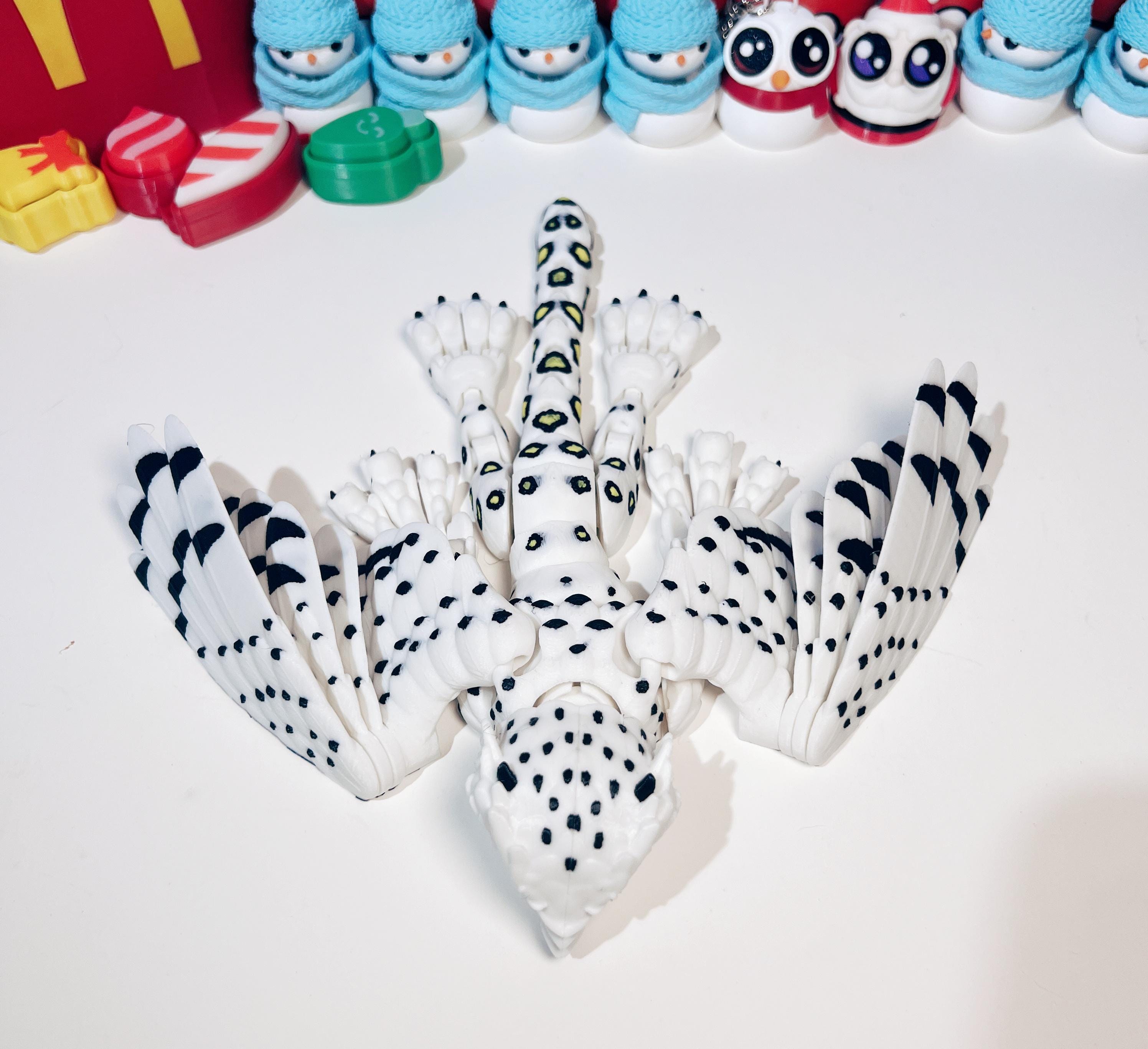Snow Gryphon Optional Head 11''- 3D Printed Articulated Fidget Desk Toy ...