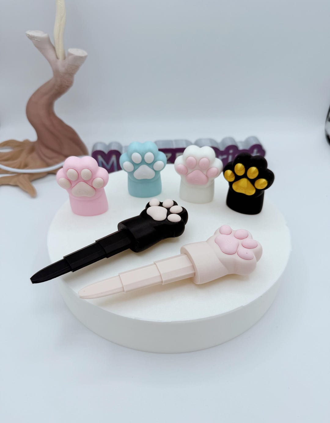 3D Printed Cat's Paw Mini Telescopic Sword, Fidget Toy Moehearts ...