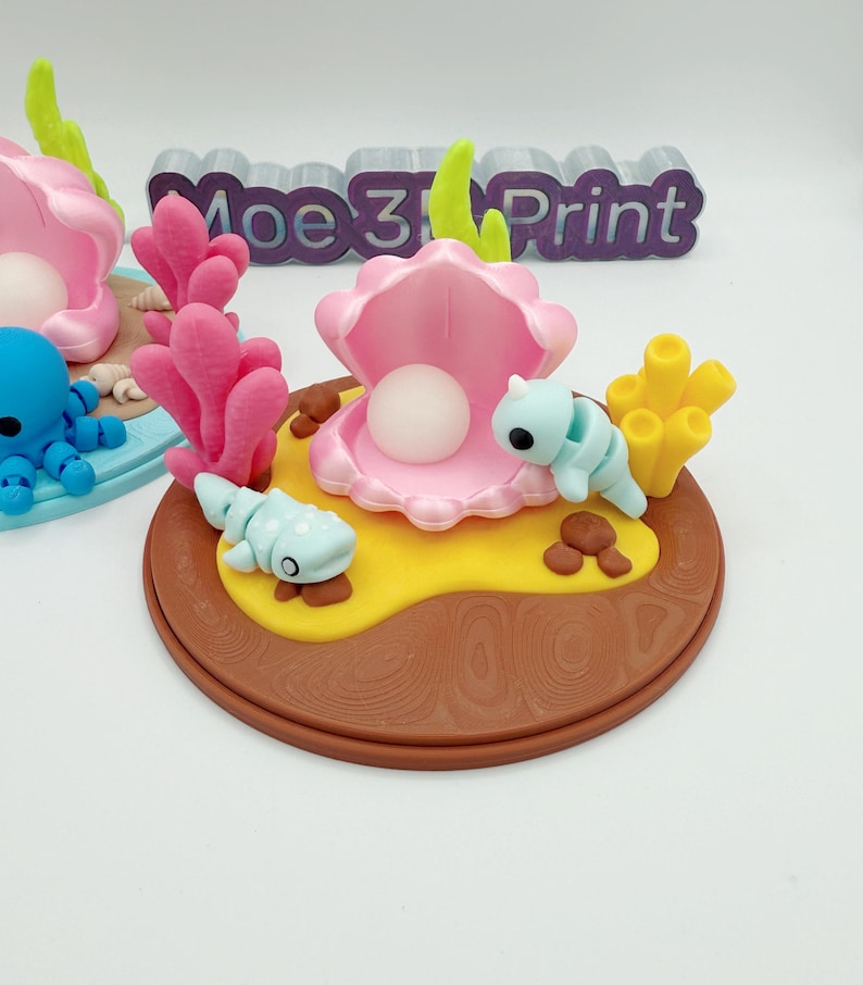 3D Printed Pearl Shell Diorama: Luminous Flexi Pearl, Sea Turtle ...
